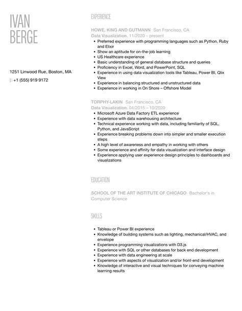 Data Visualization Resume Samples Velvet Jobs