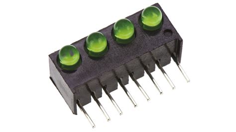 Dialight 551 1307 004f Green Right Angle Pcb Led Indicator 4 Leds Through Hole 1 9 V Rs