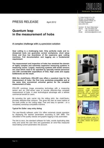 Press Release Quantum Leap In The Measurement Of Hobs