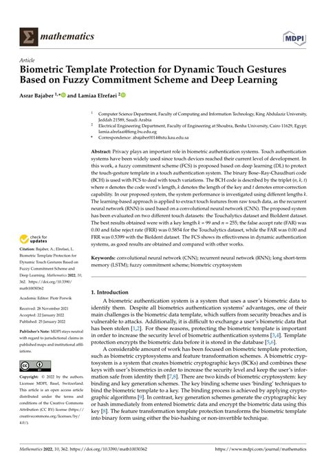 Pdf Biometric Template Protection For Dynamic Touch Gestures Based On Fuzzy Commitment Scheme