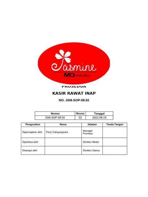 Jsm Sop Kasir Ranap R1 2 Ferry Pdf