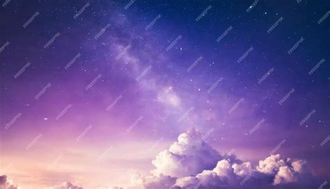 Purple Gradient Sky With Stars And Clouds Ideal Phone Wallpaper For