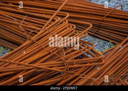 Piles Of Rusty Rebar Ready To Be Used At A Construction Site Stock Photo Alamy