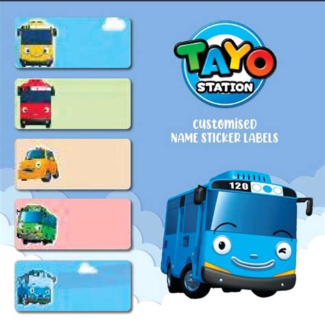 Tayo Bus Station 30 Pcs Personalised Sticker Labels Hobbies Toys