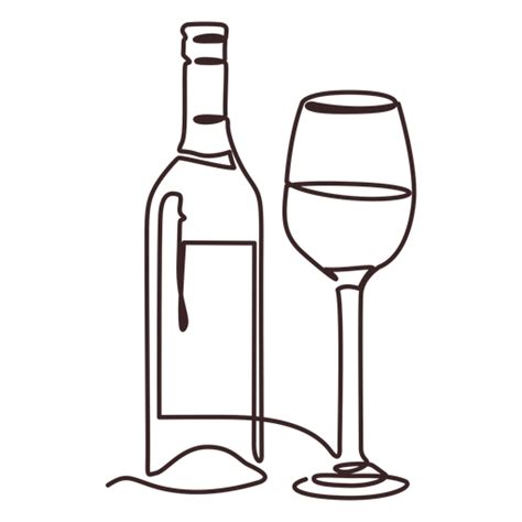 Diseño Png Y Svg De Trazo De Dibujo Lineal De Botellas De Vidrio Y Vino