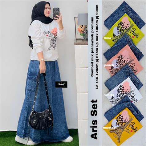 Jual Aris Set By Valentset Rok Jeans Combad Best Seller Shopee Indonesia