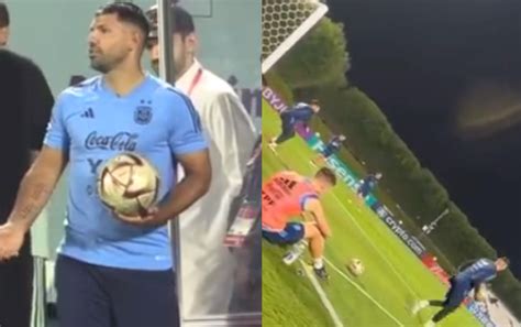 Video Sergio Aguero Takes Part In Argentina Training And Scores A