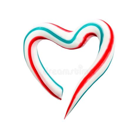Heart Symbol Is Made Of Three Color Toothpaste On White Isolated
