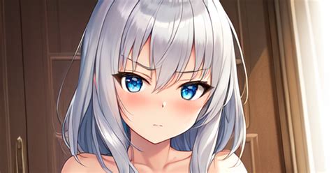 女の子 銀髪巨乳 トップレス手ブラ Himaniaのイラスト Pixiv