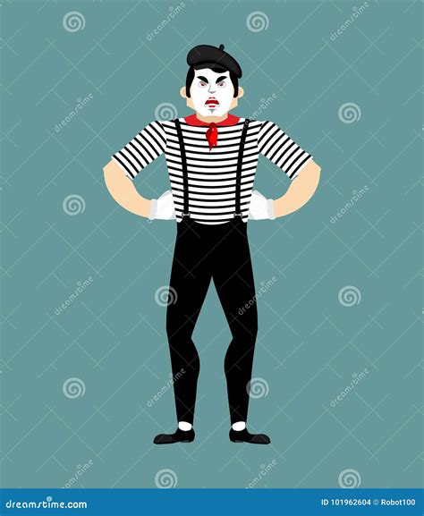 Mime Angry Pantomime Evil Mimic Aggressive Stock Vector