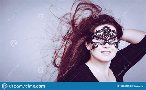 Mysterious Woman Wearing Lace Mask Stock Image Image Of Style