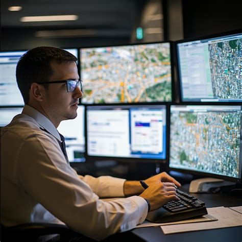 A Cybersecurity Analyst Monitoring Network Traffic On Multiple Screens Premium Ai Generated Image