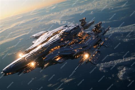 Premium Photo Futuristic Spaceships In Orbit