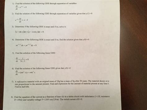 Solved Find The Solution Of The Following ODE Through Chegg Com