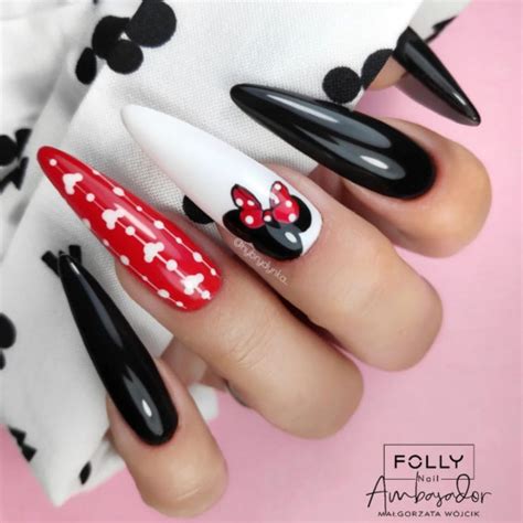 42 Mickey Mouse And Minnie Mouse Nails Black Red And White Nails I