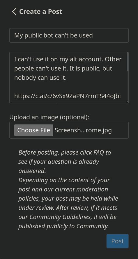 post not sending r characterai