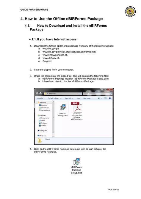 Job Aid For The Use Of Offline E Bir Forms Package Pdf