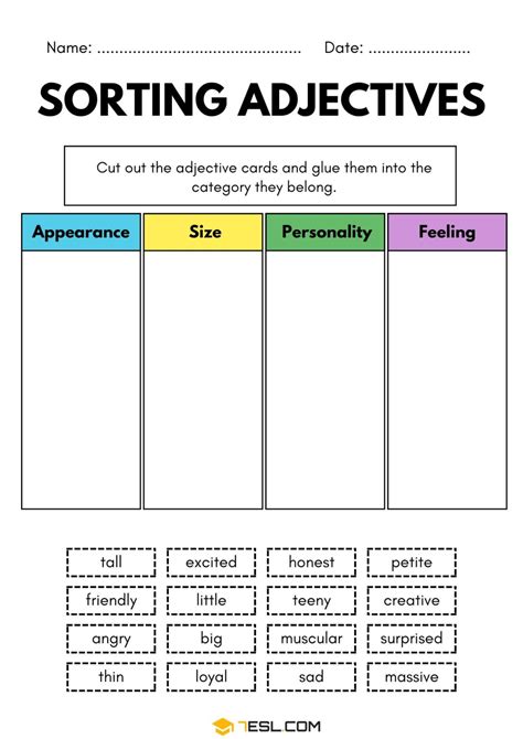 Adjectives Worksheets To Describe The World Better • 7esl