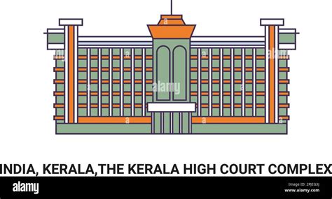 India Keralathe Kerala High Court Complex Travel Landmark Vector