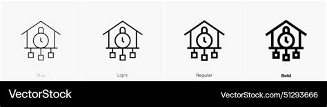 Cuckoo Clock Icon Thin Light Regular And Bold Vector Image