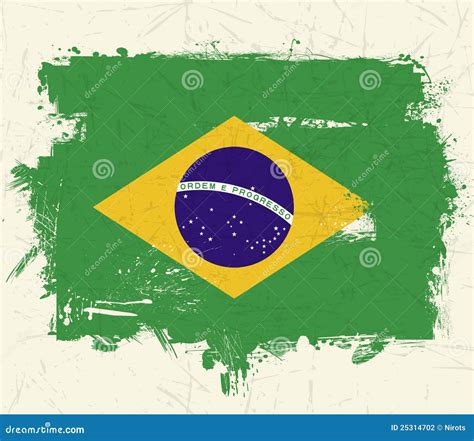 Vintage Old Brazil Flag Grunge On Grung Background Stock Photo Image