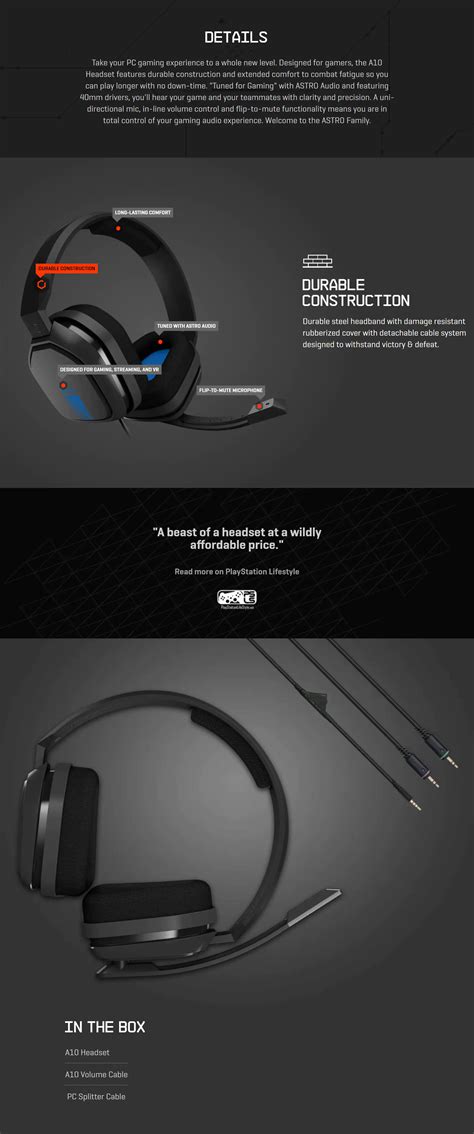 Astro A10 Wired Gaming Headset Blue Au