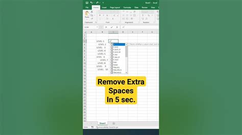 Remove Extra Space In 5 Sec Shorts Excel Msexcel Youtube