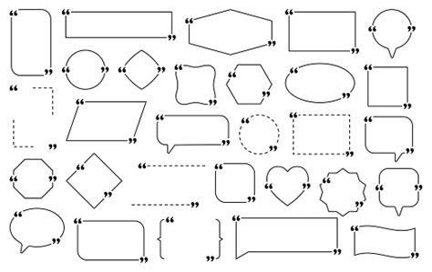 견적 상자 프레임 세트입니다 텍스트에 대한 빈 견적 상자입니다 견적 버블 프레임 템플릿입니다 벡터 인용 부호에 대한 스톡 벡터 아트 및 기타 이미지 Istock