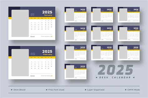 2025 데스크 캘린더 템플릿 기업 비즈니스 데스크 달력 스케줄 2025 월간 플래너 템블릿 프리미엄 Psd 파일
