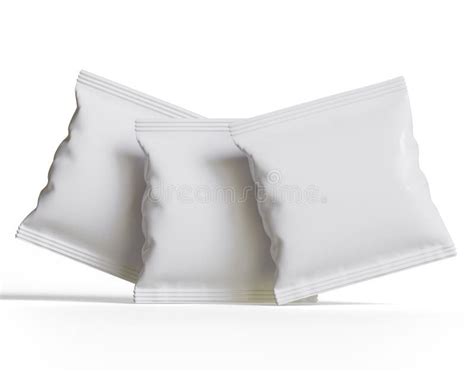 Blank Plastic Snack Bag Mockup White Potato Chips Container 3d