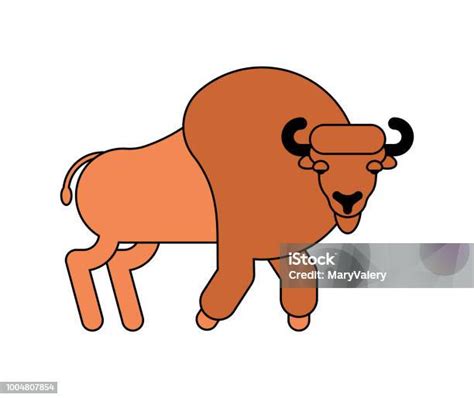 격리는 Bison 오록스 Zubr입니다 야생 황소입니다 버팔로 벡터 일러스트 레이 션 갈색에 대한 스톡 벡터 아트 및 기타
