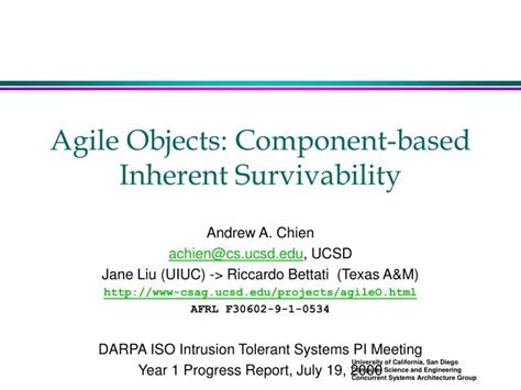 PPT Agile Objects Component Based Inherent Survivability PowerPoint