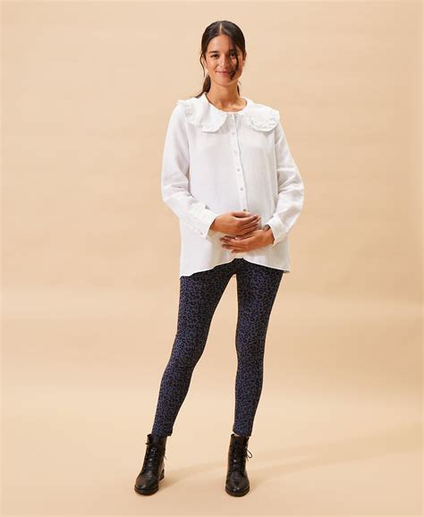 Tulsa White Linen Pregnancy Shirt L Fancy And Elegant Nursing Tops