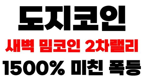 도지코인 Doge 새벽 밈코인 2차랠리 1500 미친 폭등 기대해라 Youtube