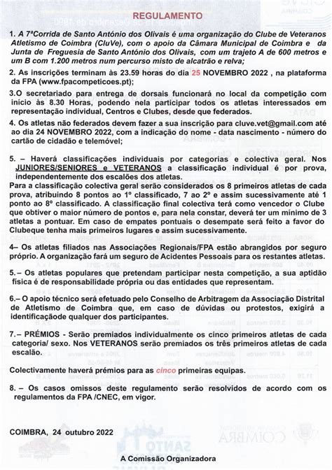 CLUVE Clube de Veteranos de Atletismo de Coimbra 7ª CORRIDA DE