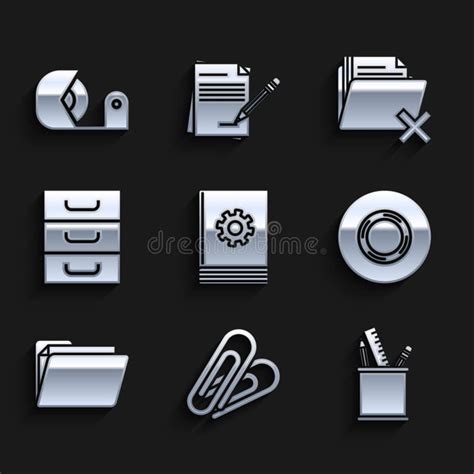 Set User Manual Paper Clip Pencil Case Stationery Scotch Document Folder Drawer With