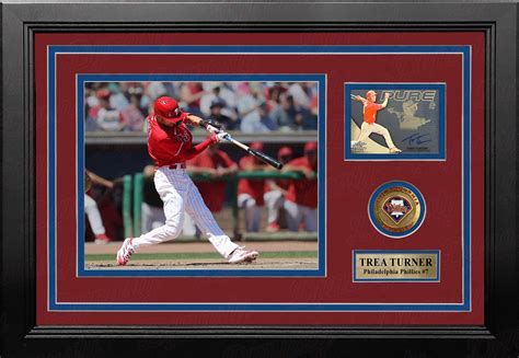 Trea Turner Philadelphia Phillies 8 X 10 Framed Baseball Photo With Leaf Autographed Card