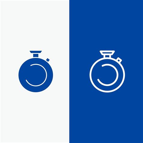 Compass Clock Stopwatch Timer Watch Line And Glyph Solid Icon Blue