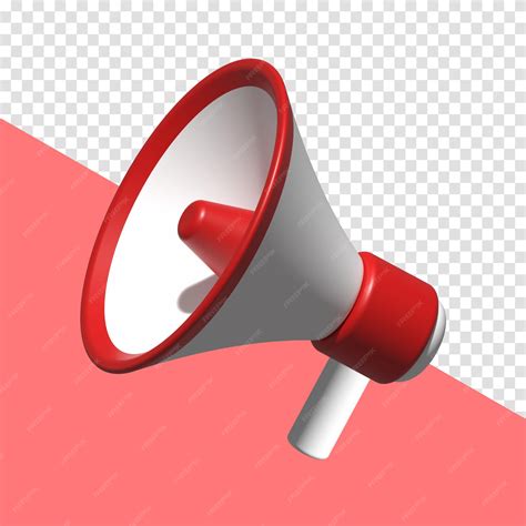 빨간 확성기의 3d 렌더링된 그림입니다 확성기 스피커 또는 확성기 물러나 마이크가 있는 현대적인 격리된 확성기 확성기 프리미엄 Psd 파일
