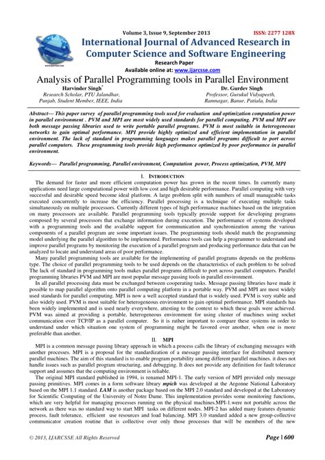 Pdf Analysis Of Parallel Programming Tools In Parallel Environment