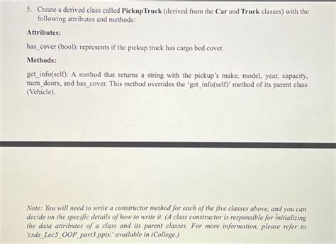 Solved 5 Create A Derived Class Called Pickuptruck Derived