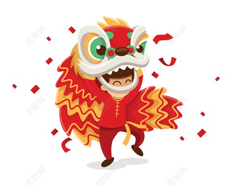 彩色新年舞狮子素材免费下载 觅知网
