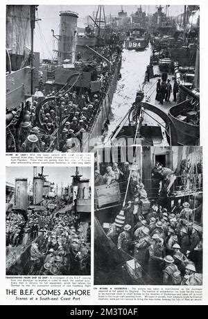 Rückkehr der britischen Expeditionstruppe aus Dünkirchen Nordfrankreich zeigt Hafen und