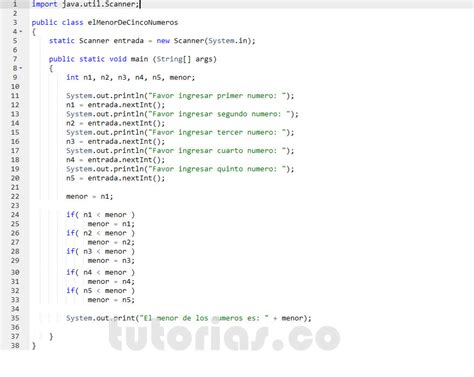 Sentencia If Else Java El Menor De Cinco Numeros Tutorias Co