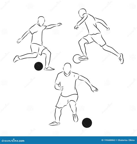 Hand Sketch Soccer Vector Illustration Football Player Vector Sketch
