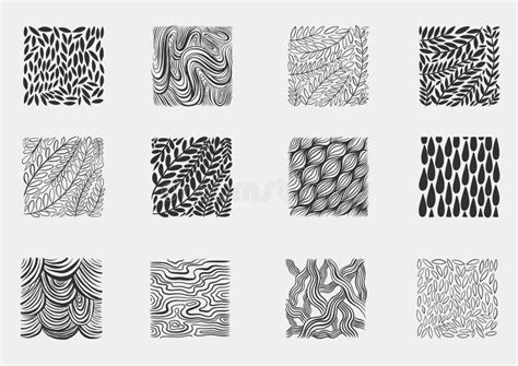 Texture Art Ink Drawing Exemples Pencil Design Abstract Sketch Black Color Stock Vector
