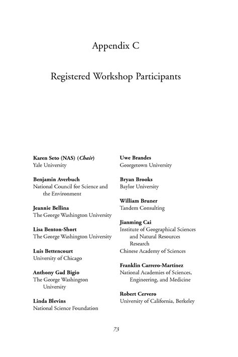 Appendix C Registered Workshop Participants Advancing Urban Sustainability In China And The