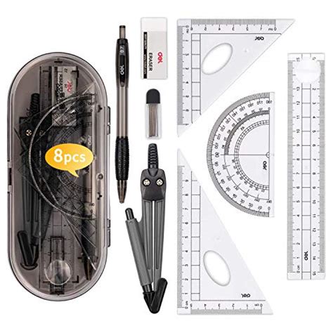 8 Pcs Maths Set Geometry Compass Sets Exam Stationery Pencil Case