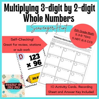 Multiplying Digit By Digit Whole Numbers Scavenger Hunt Activity