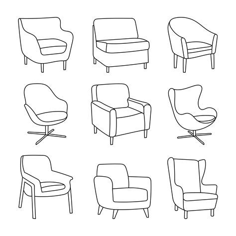 Hand Drawn Chair Set Different Types Of Chairs 4532214 Vector Art At